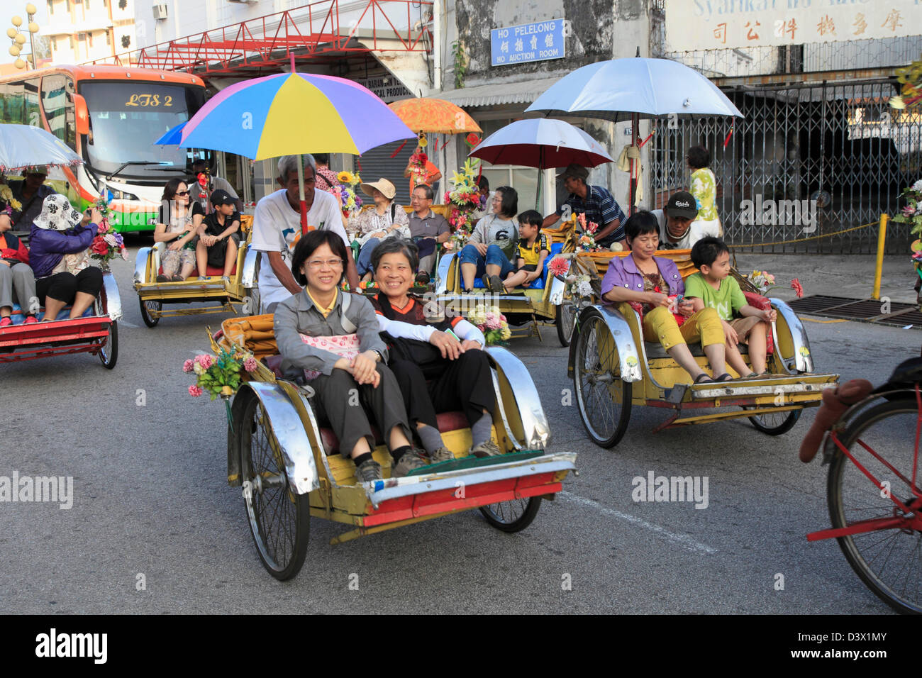 Malaysia, Penang, Georgetown, rickshaws, people Stock Photo - Alamy