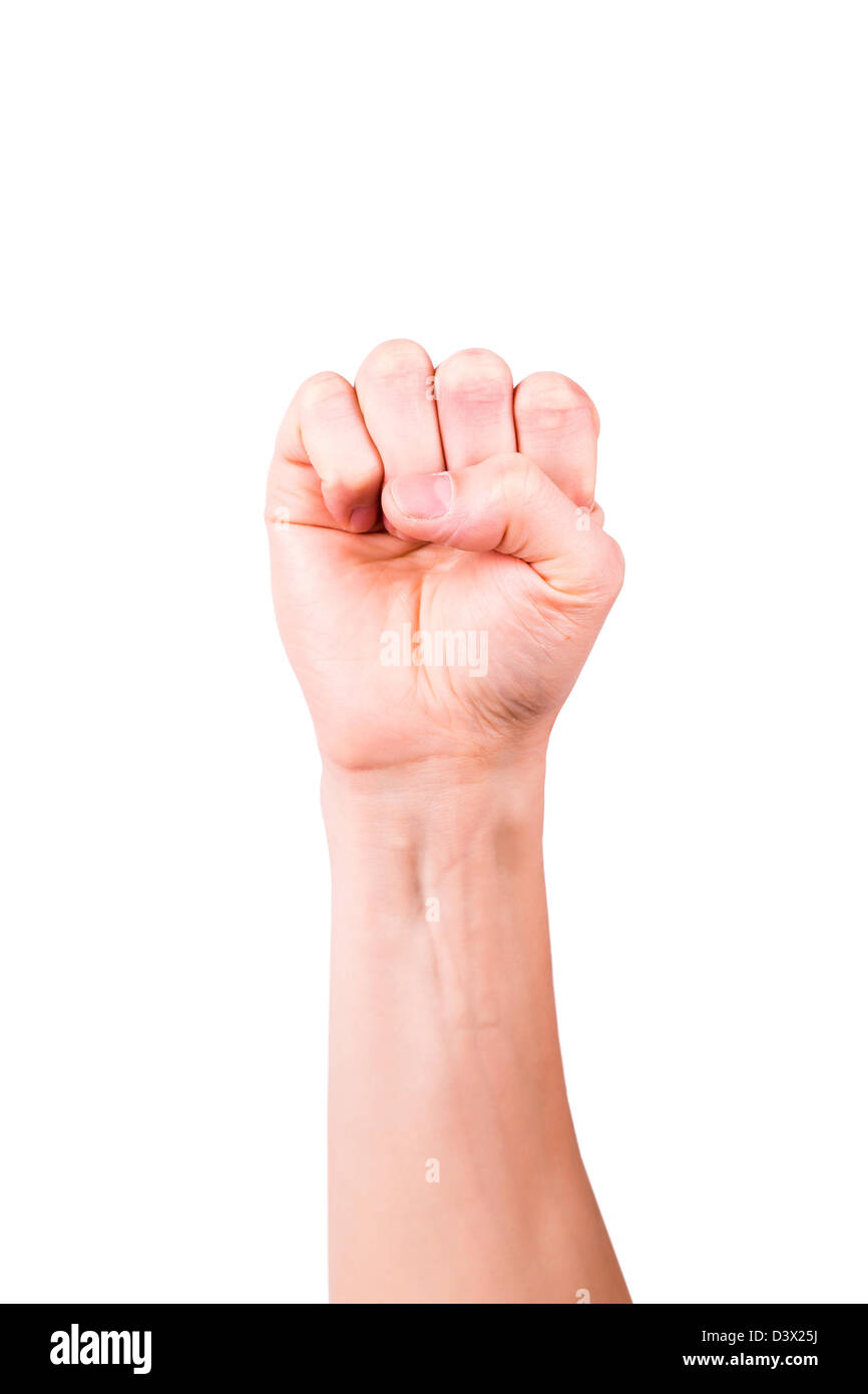 Male hand forming a fist isolated on white Stock Photo - Alamy