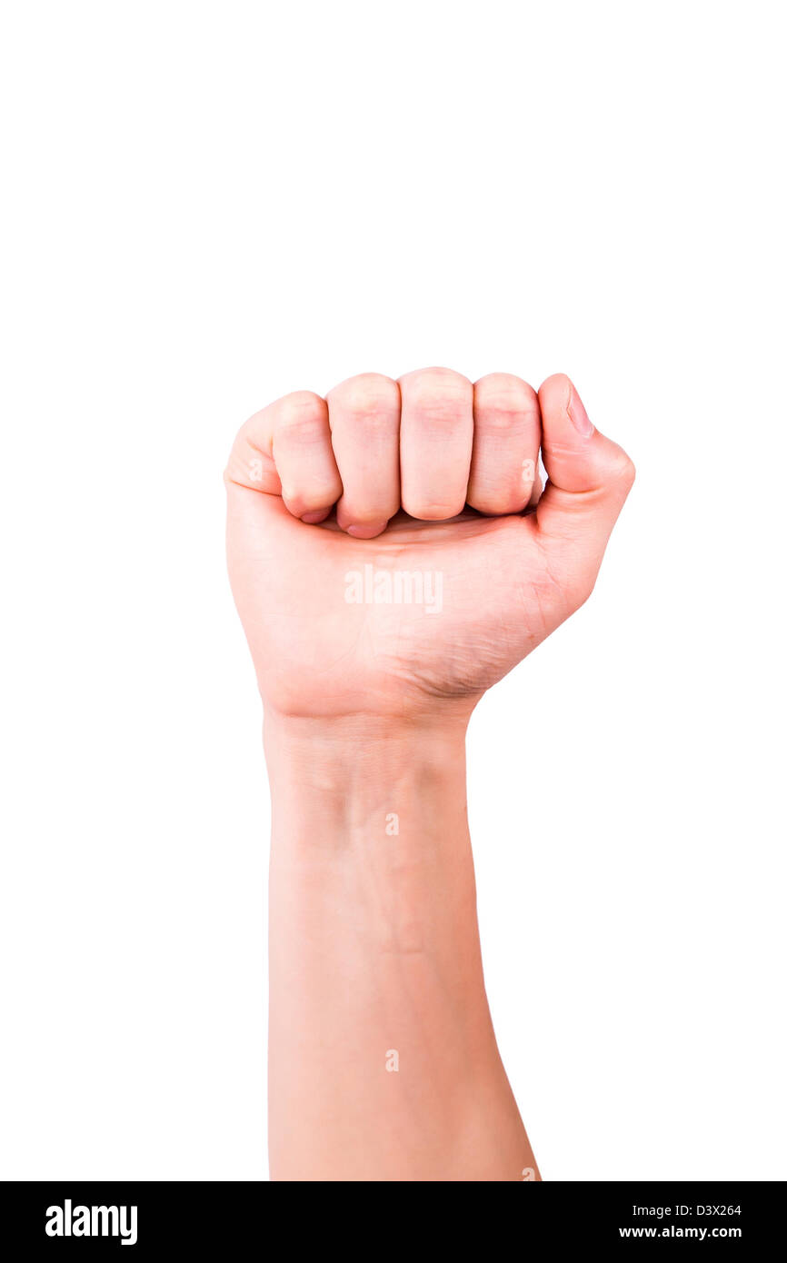 Male hand forming a fist isolated on white Stock Photo - Alamy