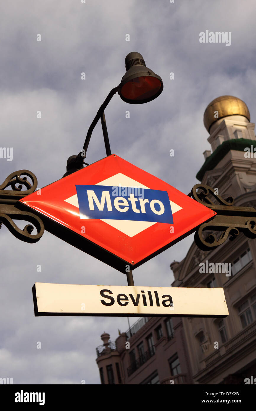 Madrid Spain Metro sign for Sevilla underground station Stock Photo - Alamy