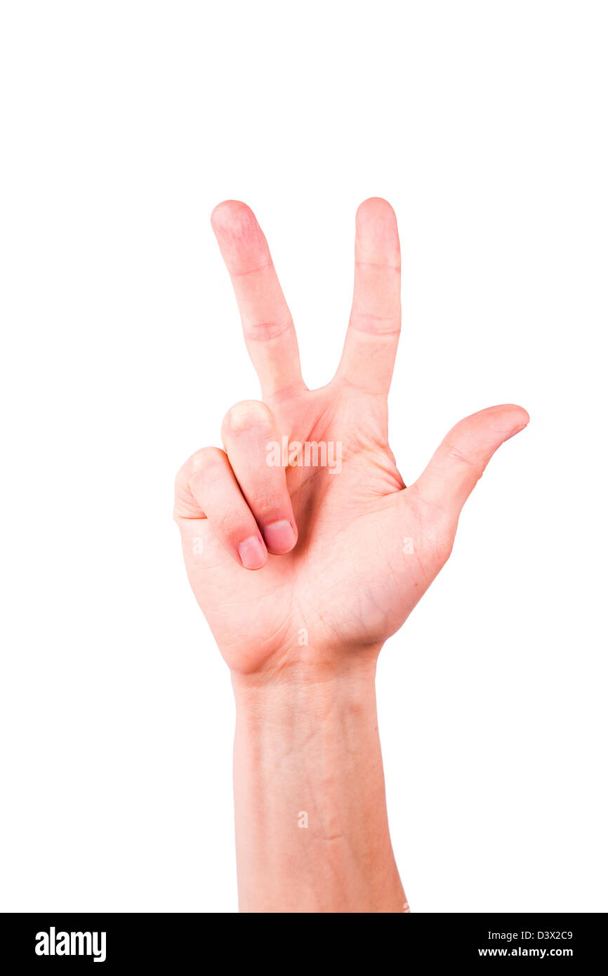 Male hand showing number two, victory sign isolated on white Stock ...
