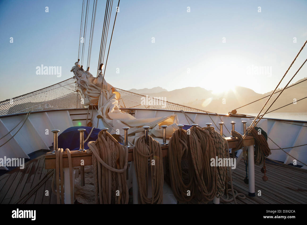Clipper ship in the sea, Sorrento, Tyrrhenian Sea, Campania, Italy ...