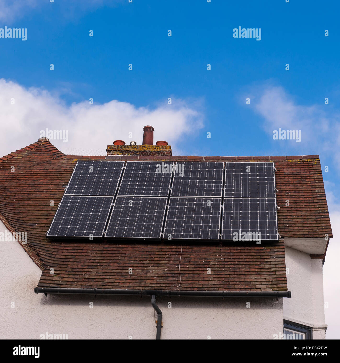 Solar panels on the roof of a Uk house Stock Photo - Alamy