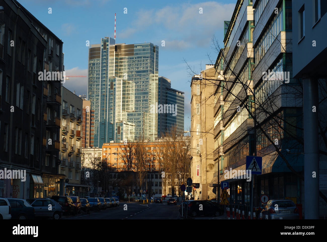 Rondo 1 Tower in Warsaw during late afternoon. The most beautiful tower ...