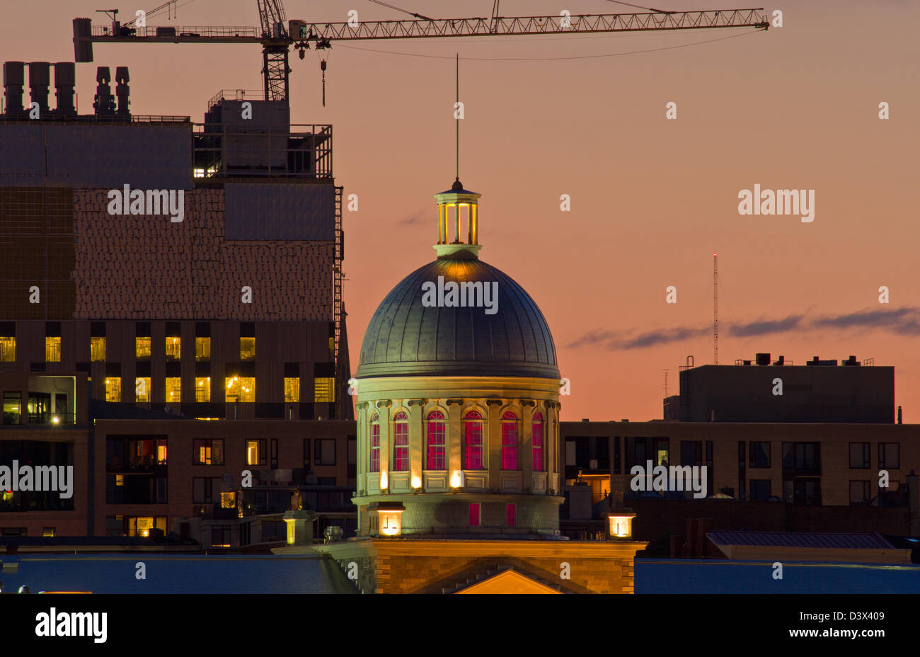 Marche Bonsecours the marketplace of Vieux-Montreal at dusk Stock Photo ...