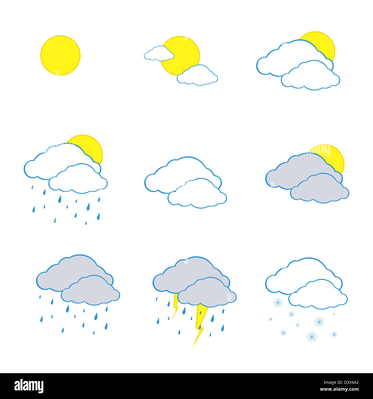 Weather icons sun cloud hi-res stock photography and images - Alamy