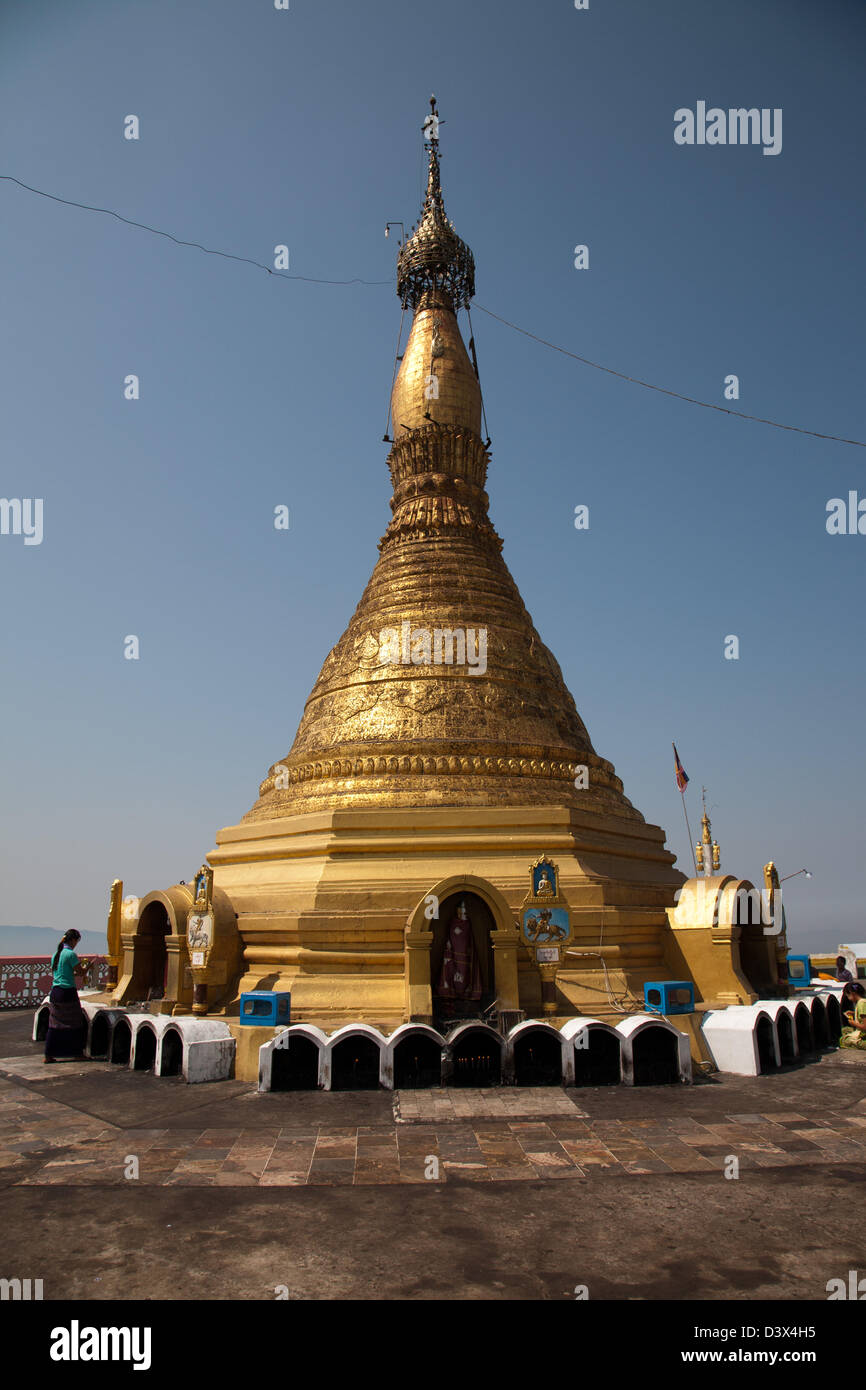 The small monastery on top of Mount Zwegabin, Hpa-An, Burma Stock Photo ...