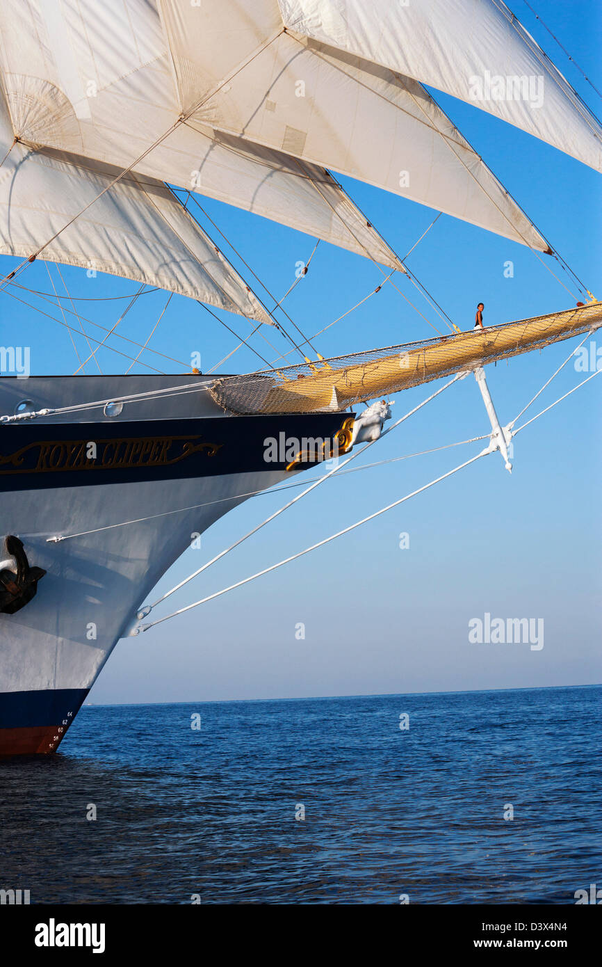 Clipper ship in the sea, Tyrrhenian Sea, Lipari Islands, Province of ...