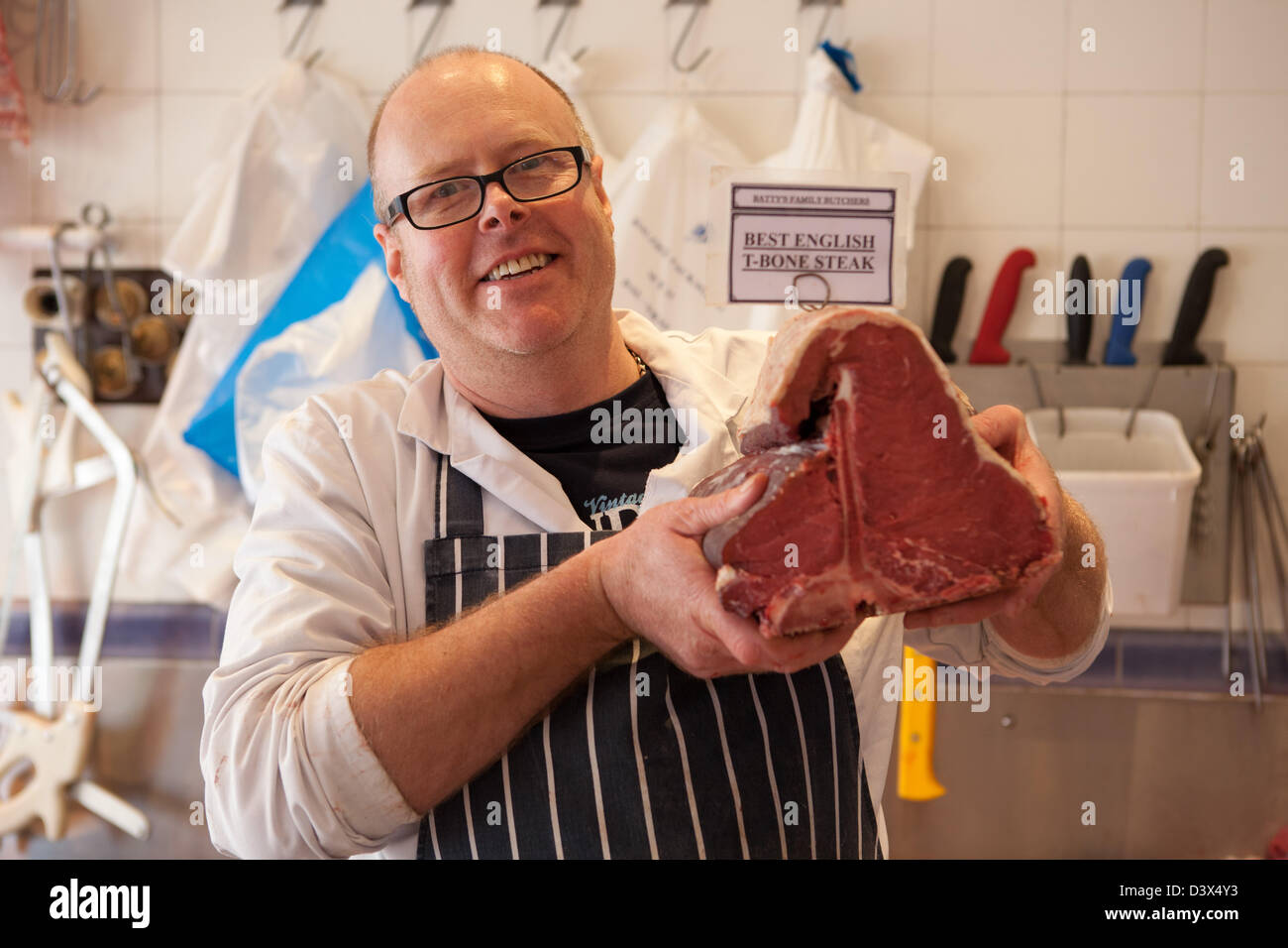 A traditional English butcher Stock Photo - Alamy