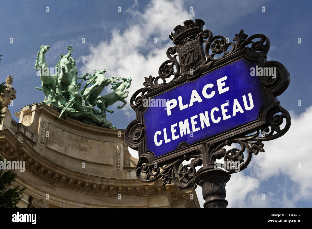 Place Clemenceau road sign by Petit Palais, Paris, France Stock Photo ...