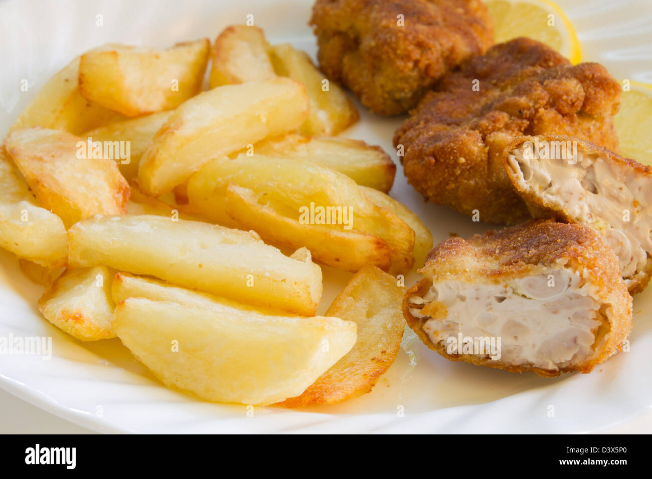 Tasty French Fries with breadbrain Stock Photo - Alamy