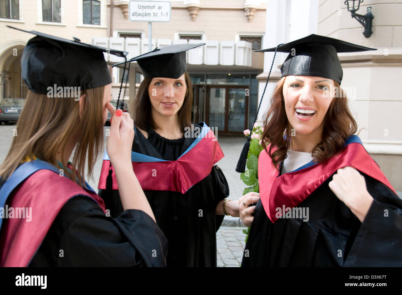Graduation Day for a group of Latvian university graduates dressed in ...