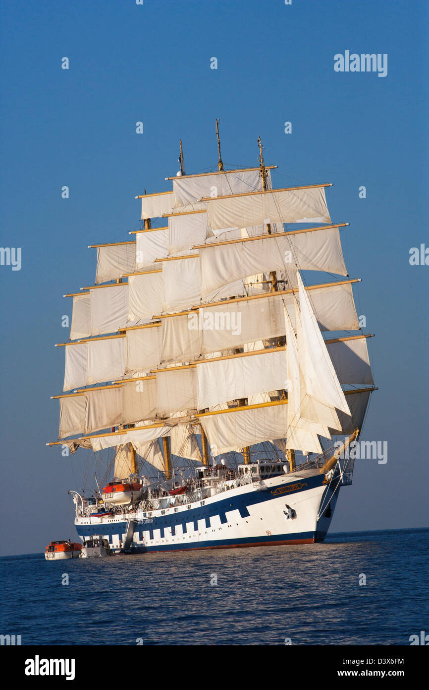 Clipper ship in the sea, Tyrrhenian Sea, Lipari Islands, Province of ...
