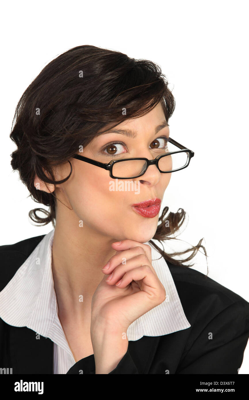Businesswoman wearing glasses Stock Photo - Alamy