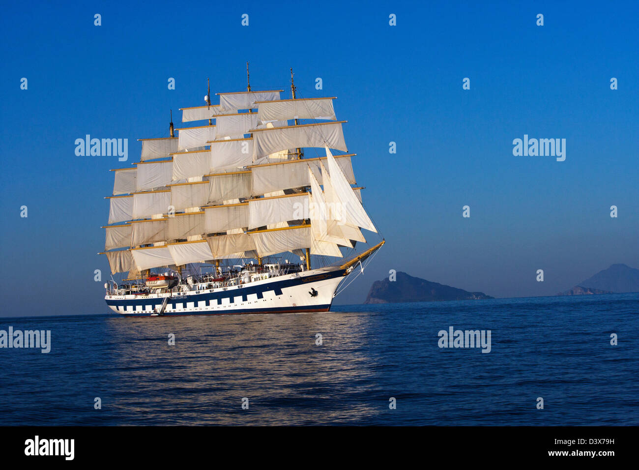 Clipper ship in the sea, Tyrrhenian Sea, Lipari Islands, Province of ...