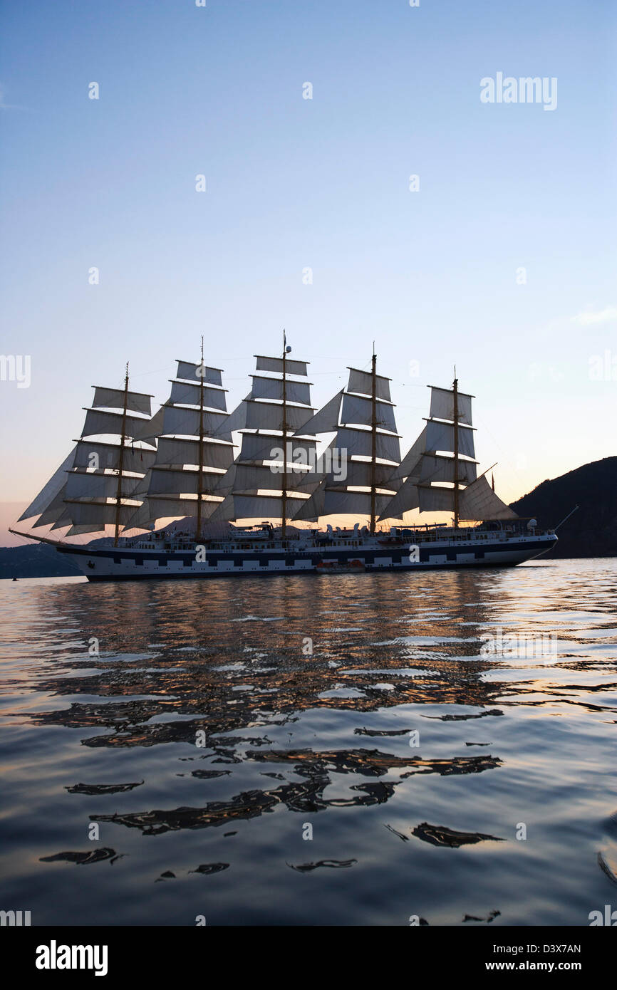Clipper ship in the sea, Tyrrhenian Sea, Lipari Islands, Province of ...