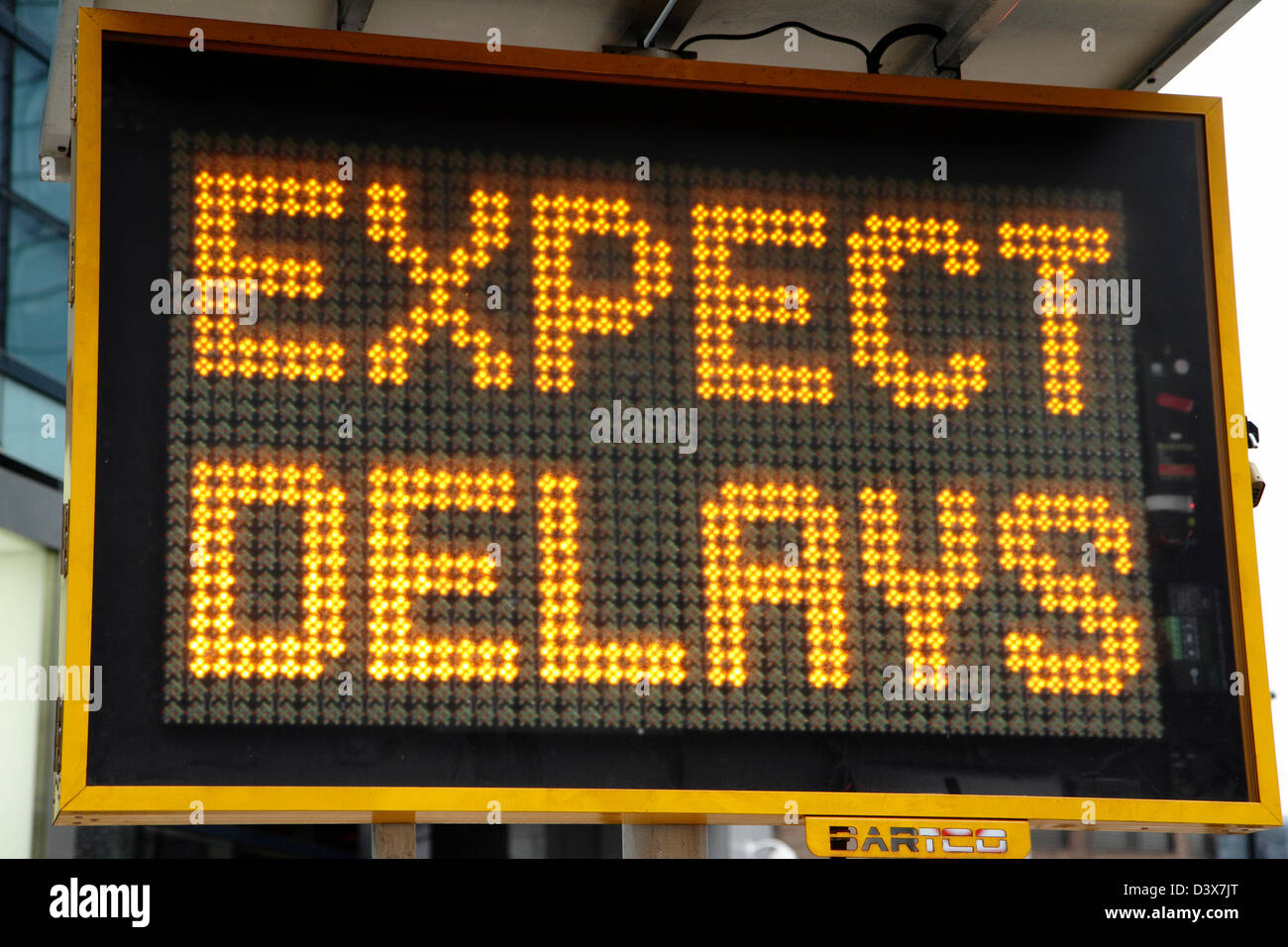 Electronic matrix sign advising of traffic delays, London, UK Stock ...