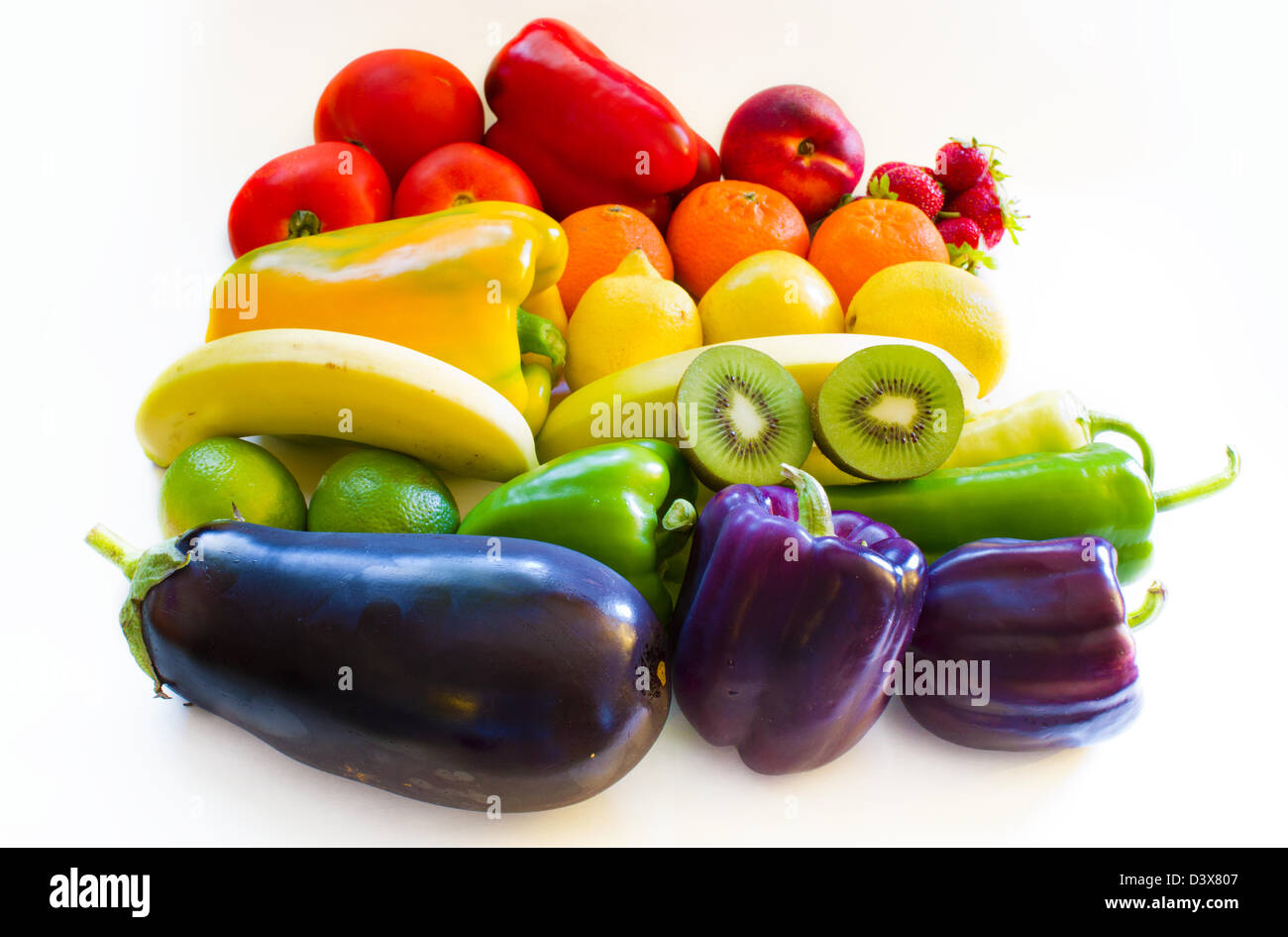 Rainbow vegetables Harvest. Close-up. Fresh vegetables and fruits ...