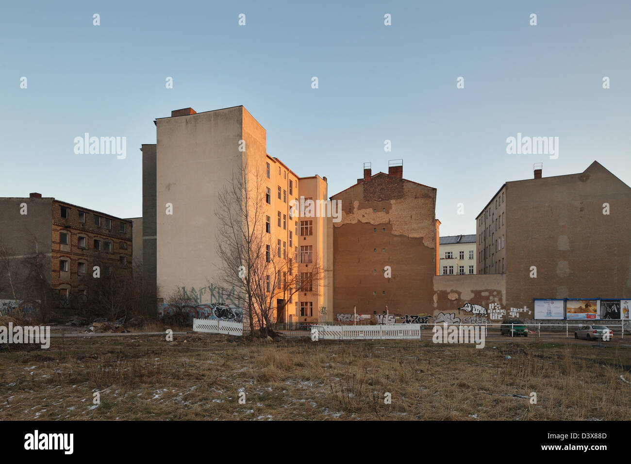 Berlin, Germany, Undeveloped Land and old building on the former border ...