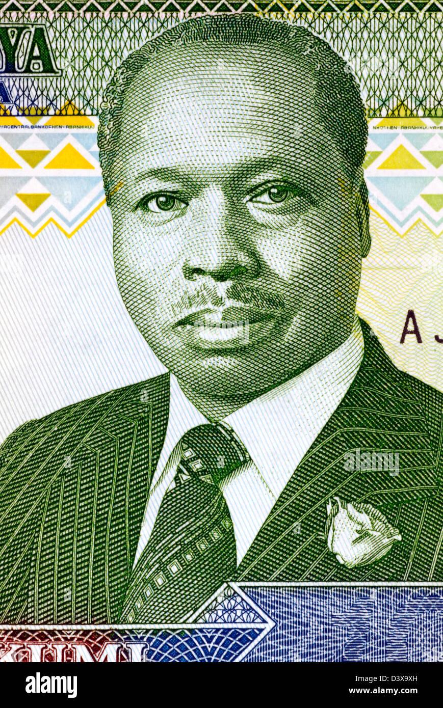 Daniel arap Moi (born 1924) on 10 Shilingi 1990 Banknote from Kenya ...