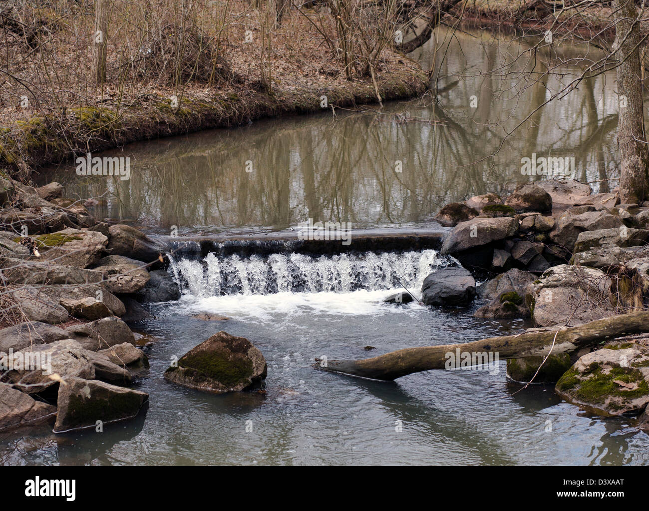 Small waterfall shot during the winter season Stock Photo - Alamy