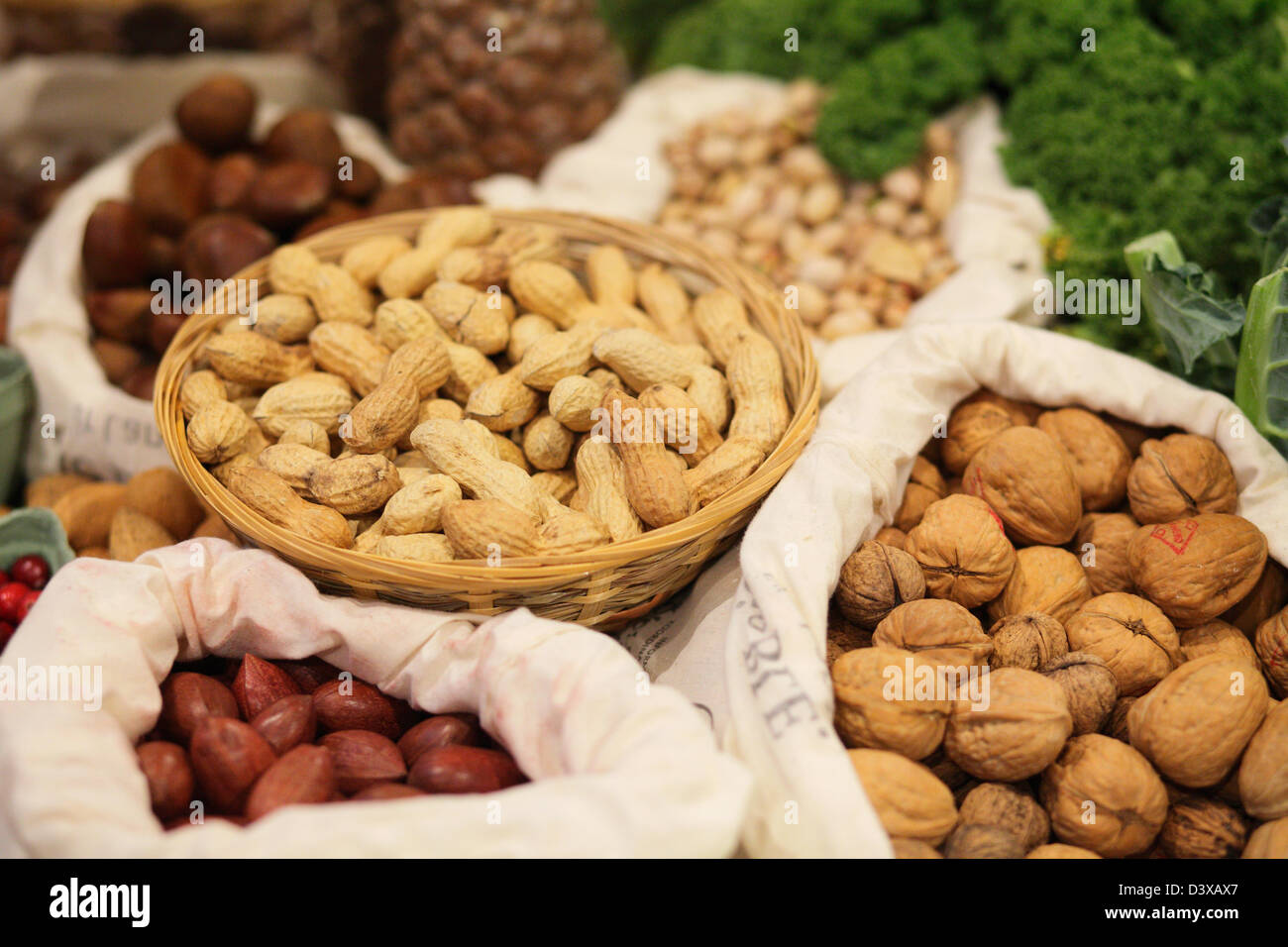 Berlin, Germany, various types of nuts on a stand Stock Photo - Alamy