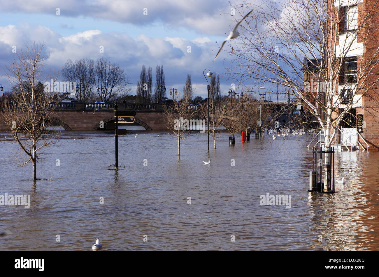River severn in flood in worcester city Stock Photo - Alamy
