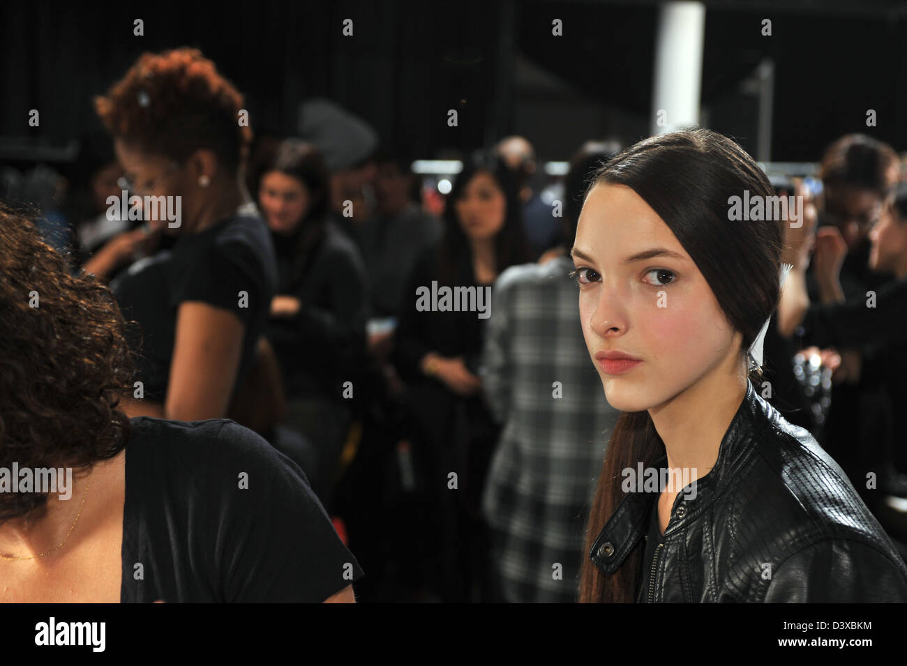 NEW YORK, NY - FEBRUARY 11: Models gets ready backstage at the Zero ...