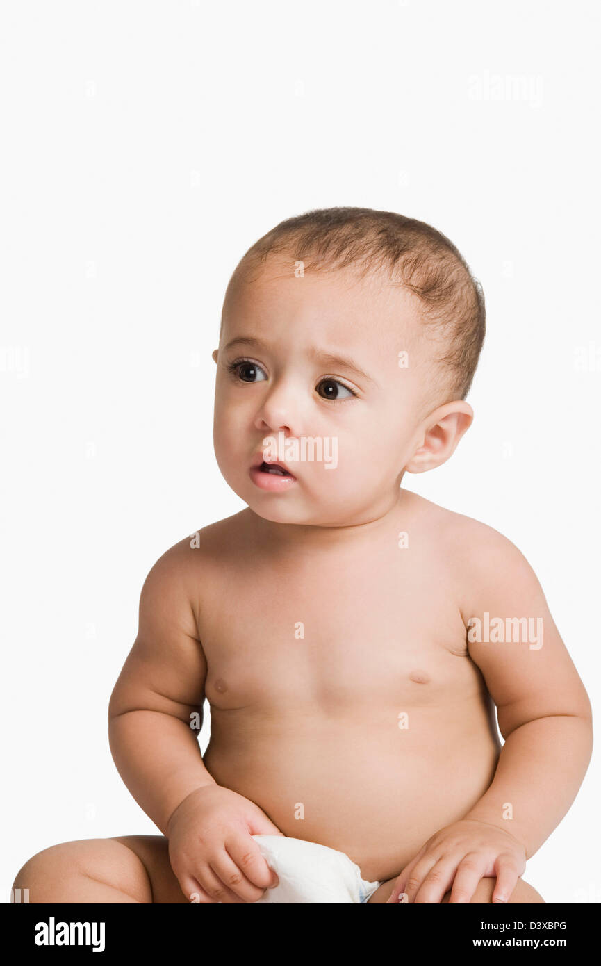 Baby boy thinking Stock Photo - Alamy