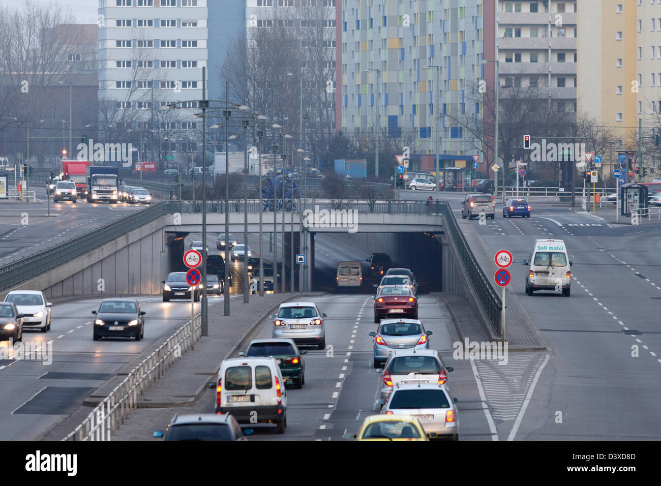 Berlin, Germany, rush-hour traffic on the arterial road in Alt ...