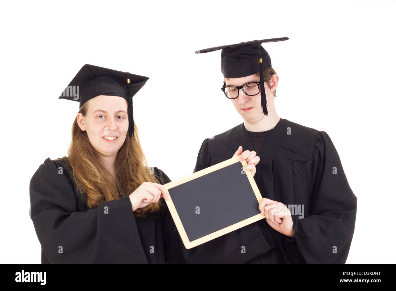Two graduates in their academic gowns Stock Photo - Alamy