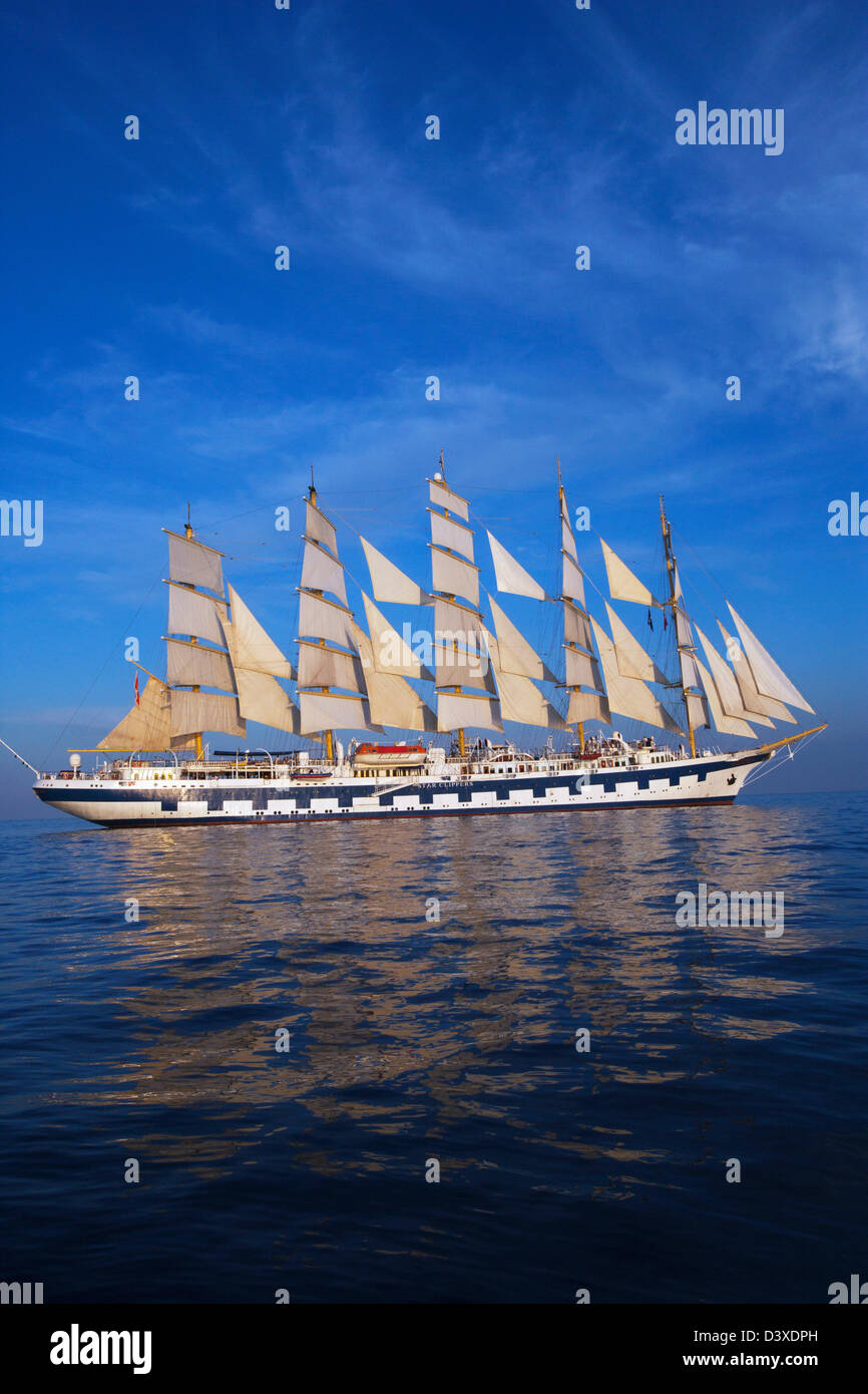 Clipper ship in the sea, Tyrrhenian Sea, Lipari Islands, Province of ...