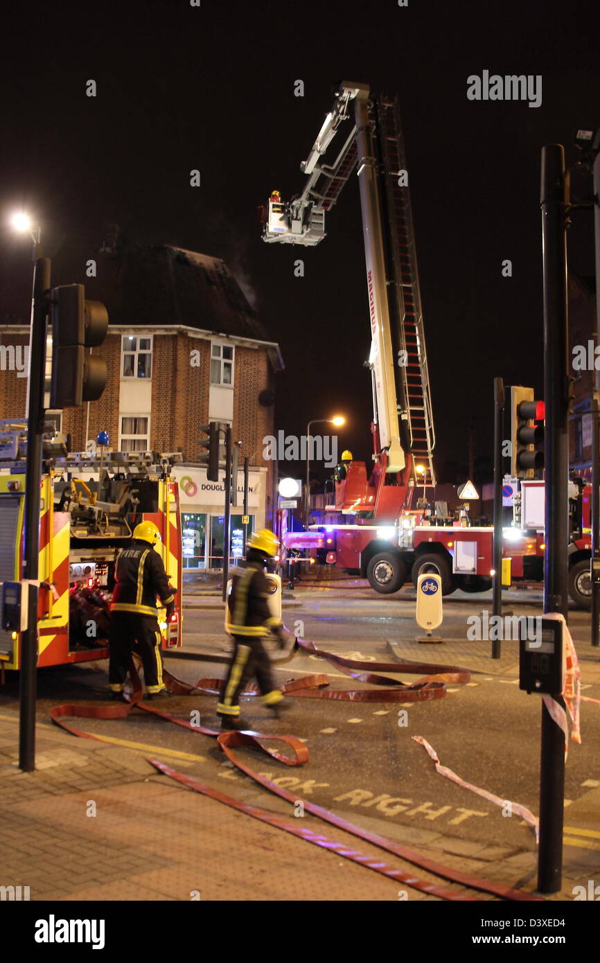 London Fire Brigade tackle a fire in Chadwell Heath. 6 Fire Engines and ...