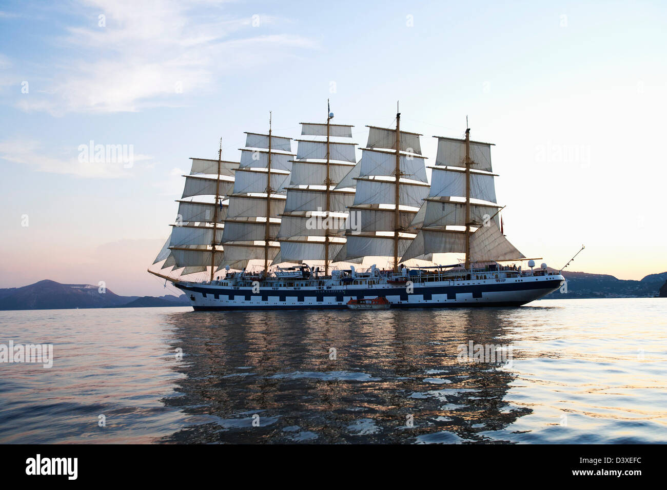 Clipper ship in the sea, Tyrrhenian Sea, Lipari Islands, Province of ...