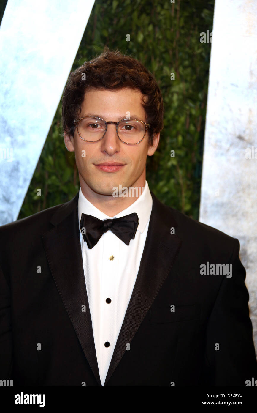 Actor Andy Samberg arrives at the Vanity Fair Oscar Party at Sunset ...