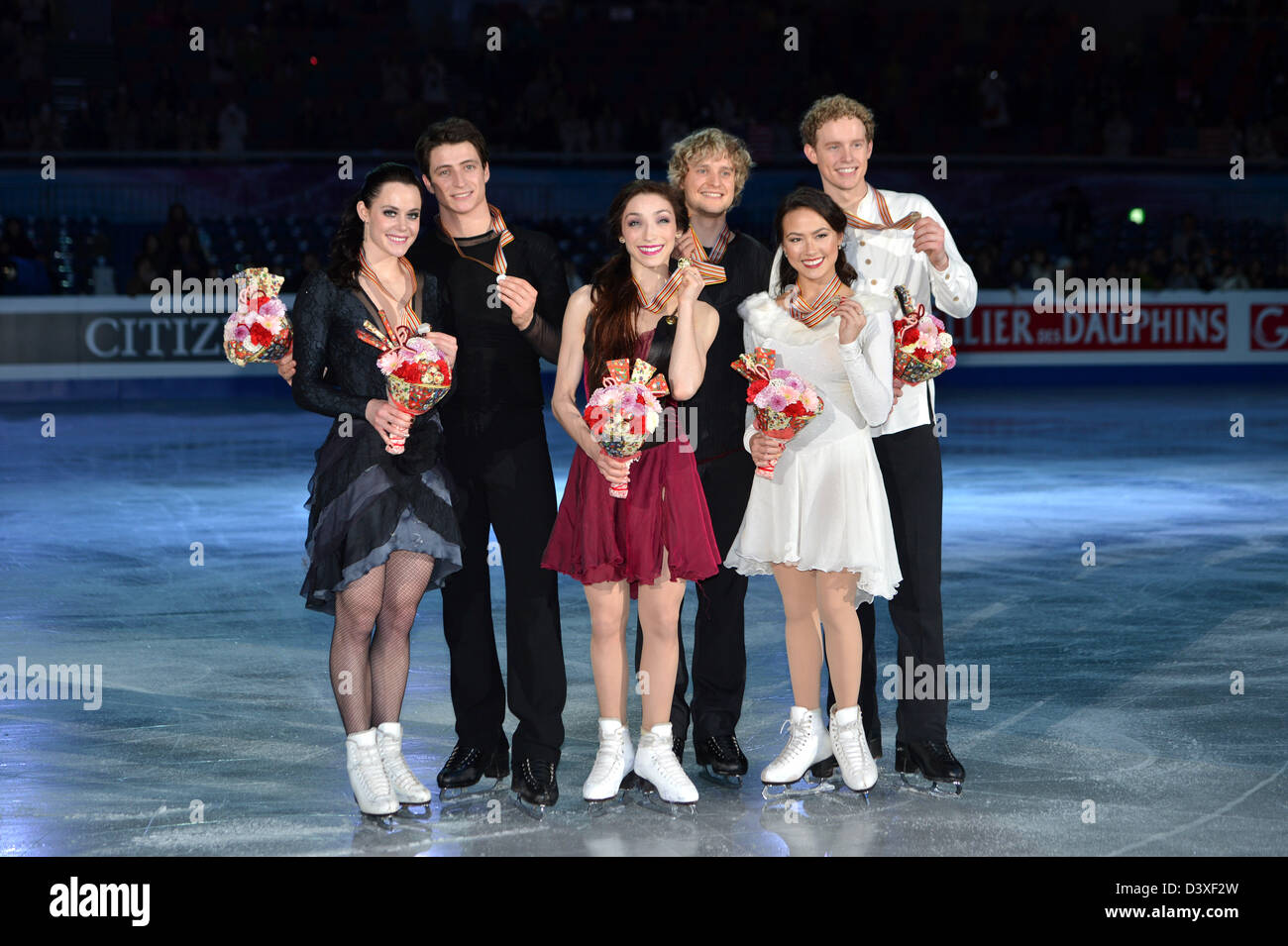(L to R) Tessa Virtue (CAN), Scott Moir (CAN), Meryl Davis (USA ...