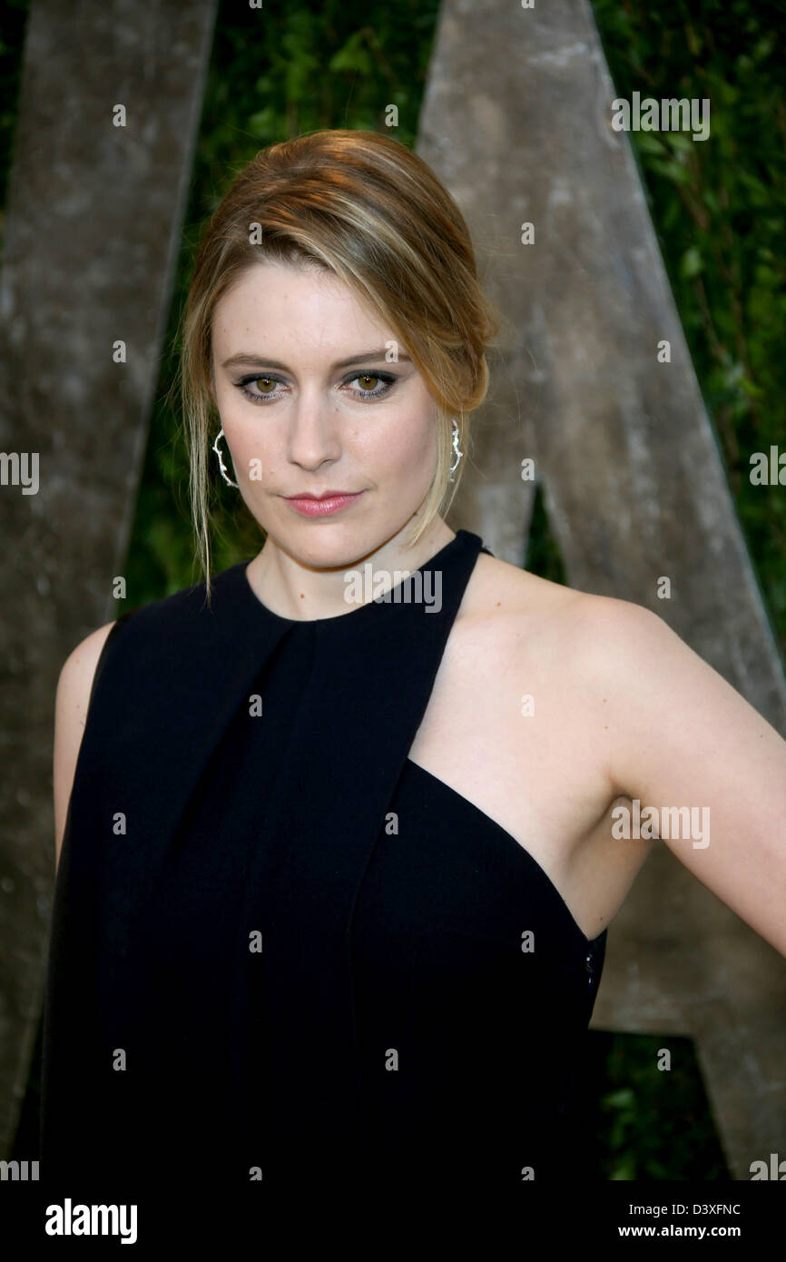 Actress Greta Gerwig arrives at the Vanity Fair Oscar Party at Sunset ...