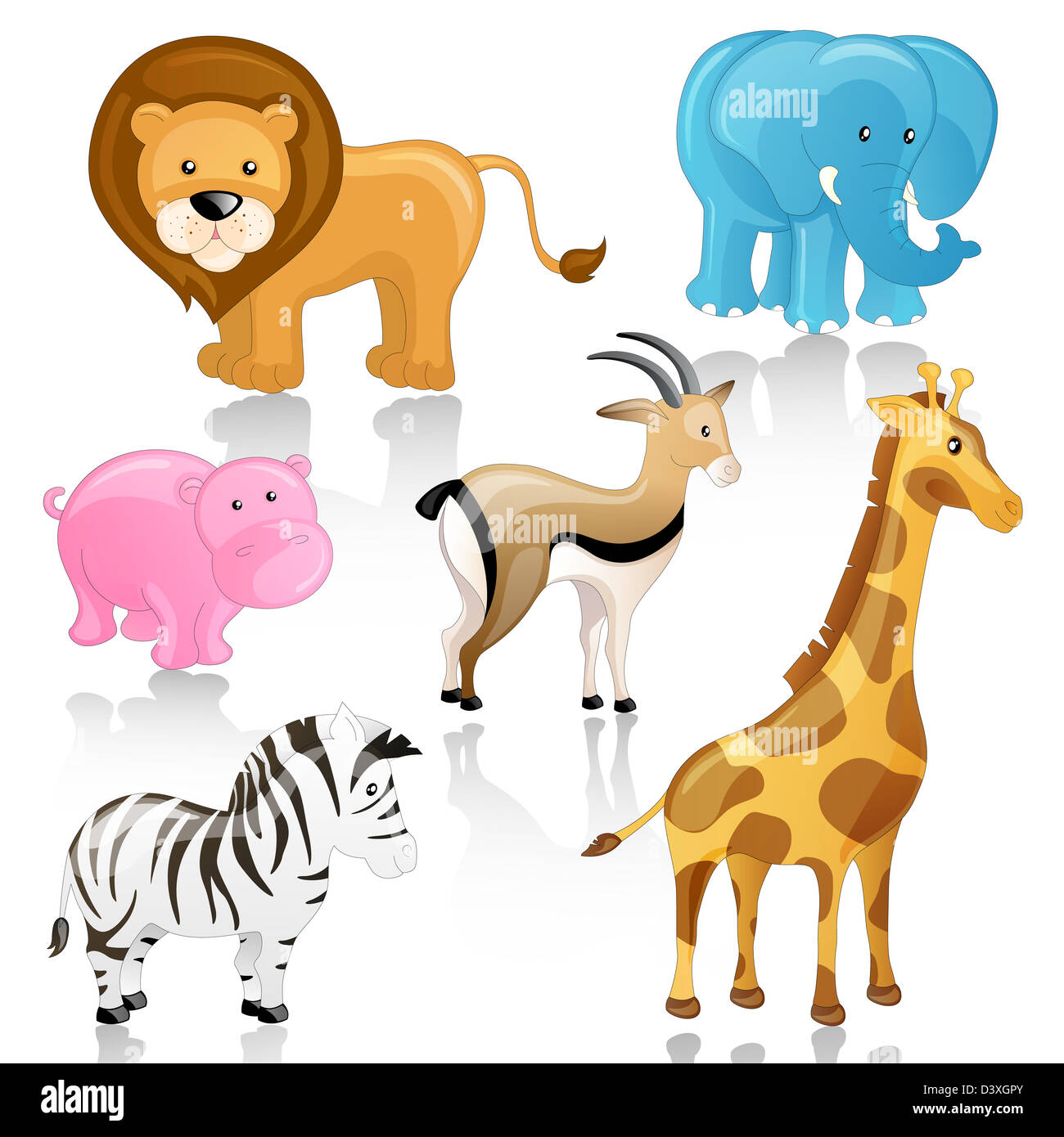 Set of African Cartoon Animals Stock Photo - Alamy