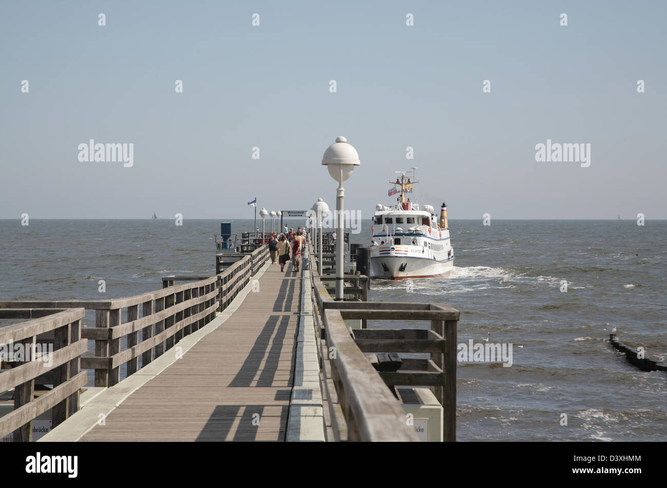 Koserow, Germany, the excursion boat Eagle VII makes fast to the ...