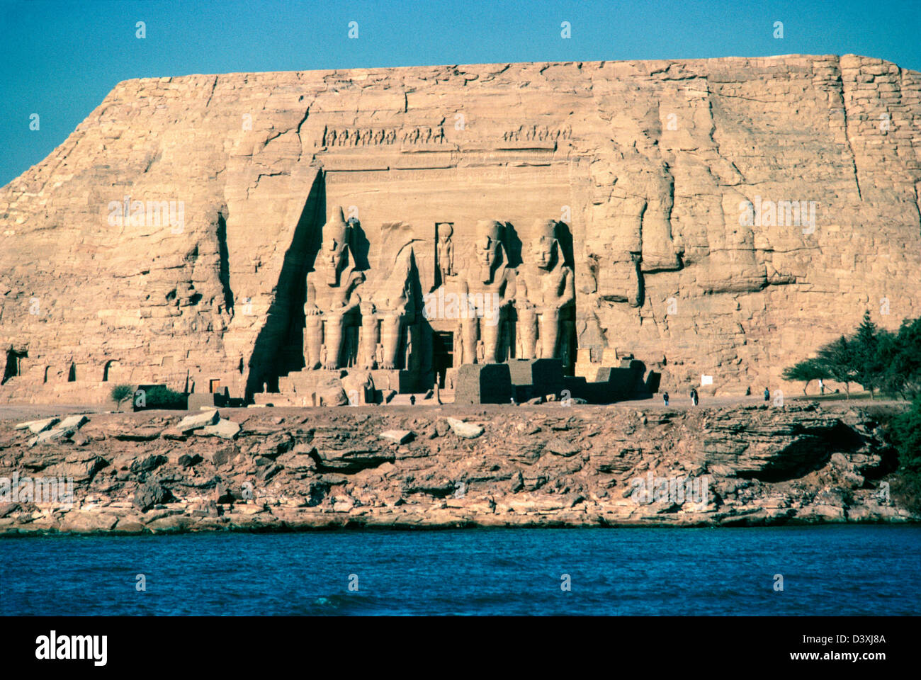 The ancient ruins of Abu Simbel seen from Lake Nasser. Egypt Stock ...