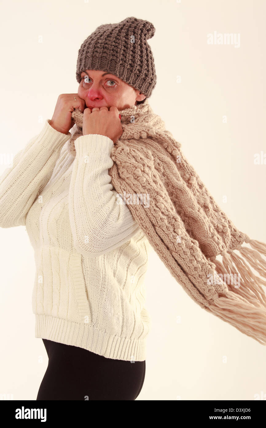 Elderly woman with a cold Stock Photo - Alamy