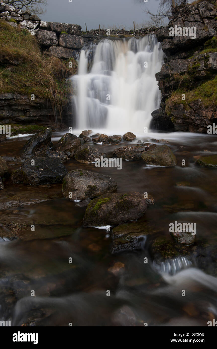 Waterfall on limestone outcrop, Ravenstonedale, Cumbria Stock Photo - Alamy