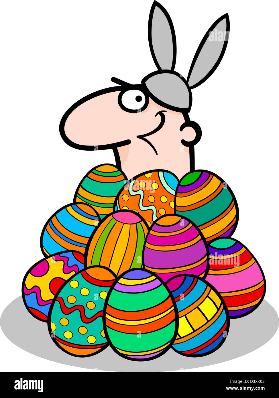 Cartoon Illustration of Funny Man in Easter Bunny Costume in Easter ...