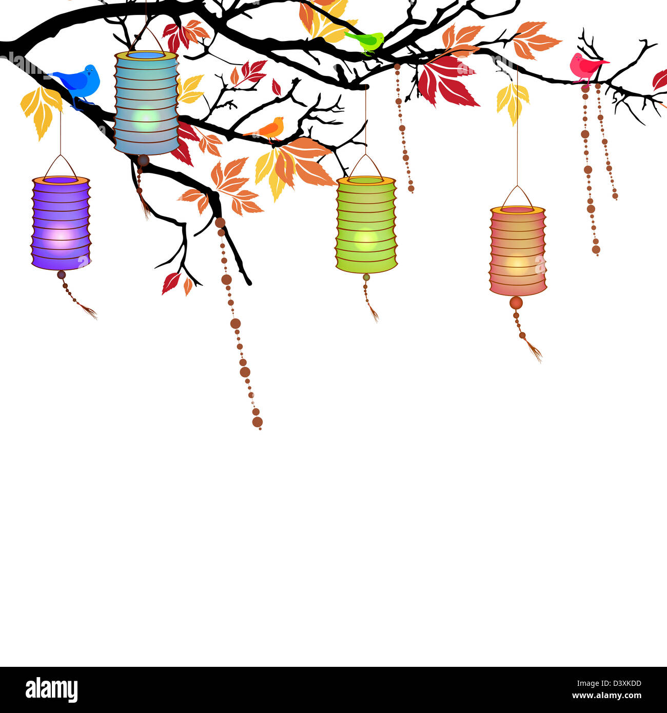 Autumnal Background with lanterns Stock Photo - Alamy