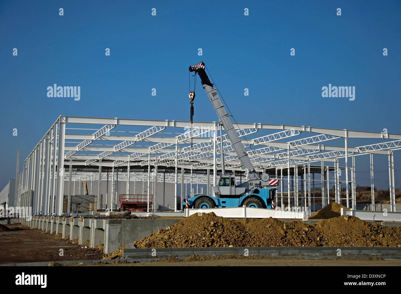 Photo of construction site of modern warehouse Stock Photo - Alamy