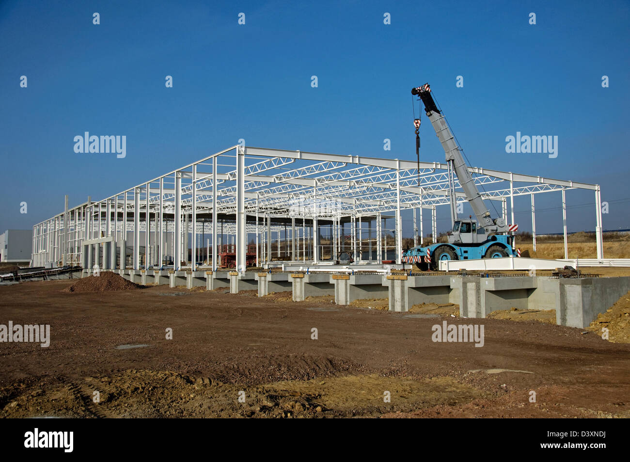 Photo of construction site of modern warehouse Stock Photo - Alamy