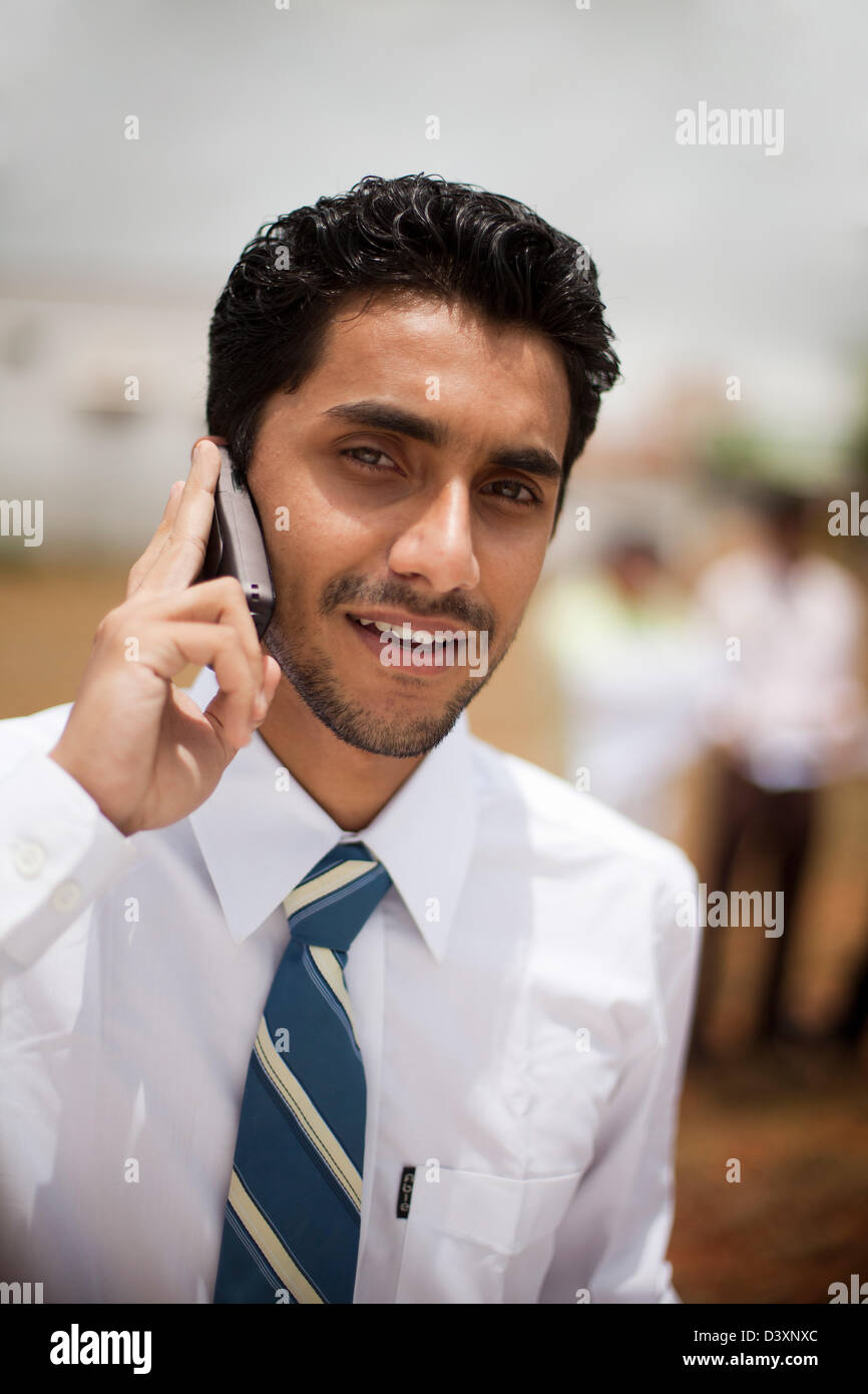 Coimbatore, India, young Indian businessman with mobile phone Stock ...