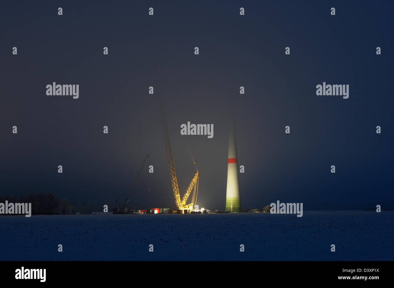 Alt Bork, Germany, site of a wind farm on the evening of ENERCON Stock ...