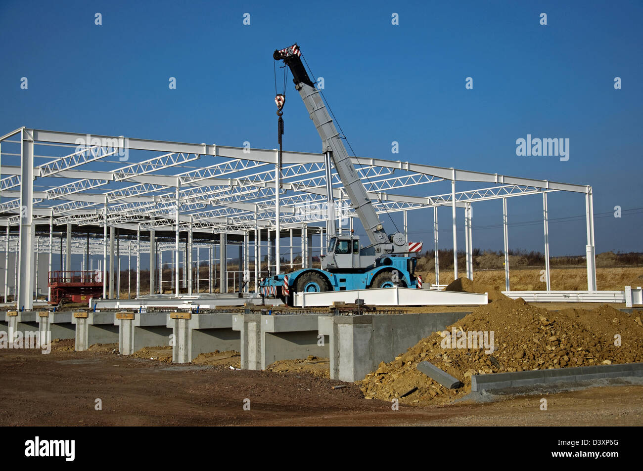 Photo of construction site of modern warehouse Stock Photo - Alamy