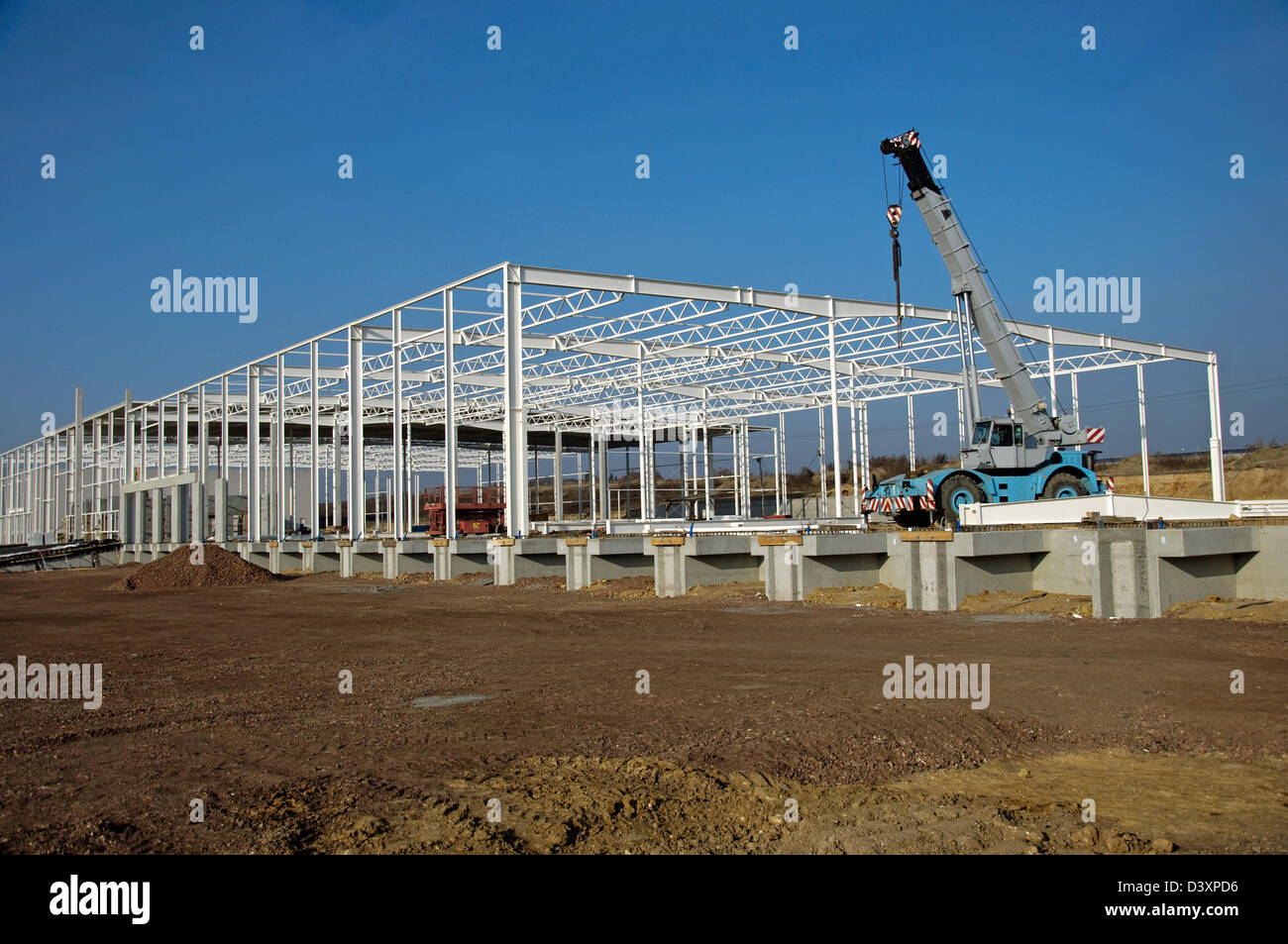 Photo of construction site of modern warehouse Stock Photo - Alamy